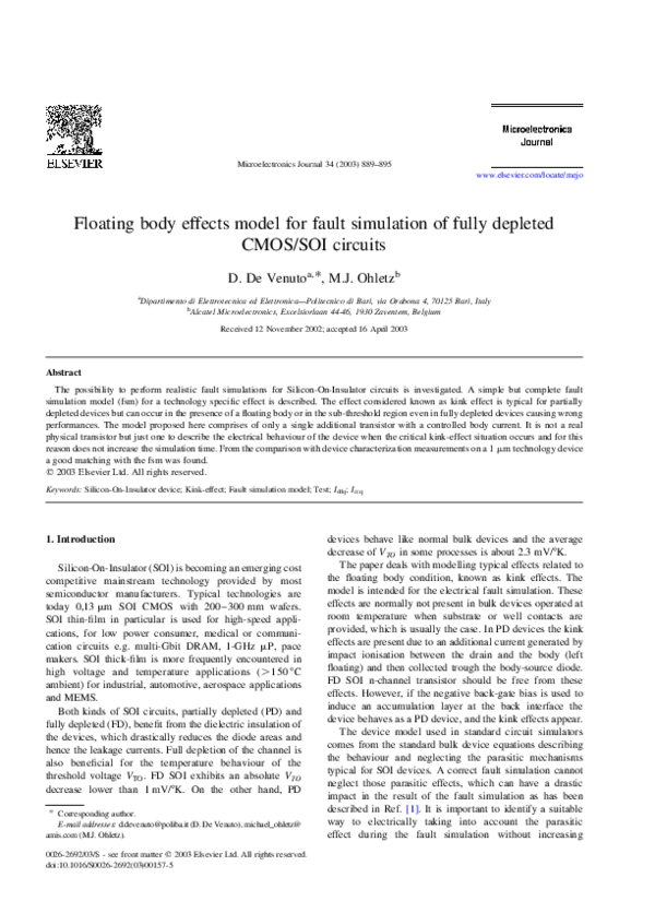(PDF) Floating body effects model for fault simulation of fully ...