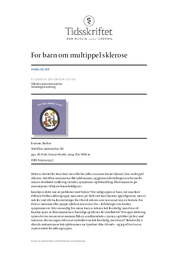 (PDF) For barn om multippel sklerose