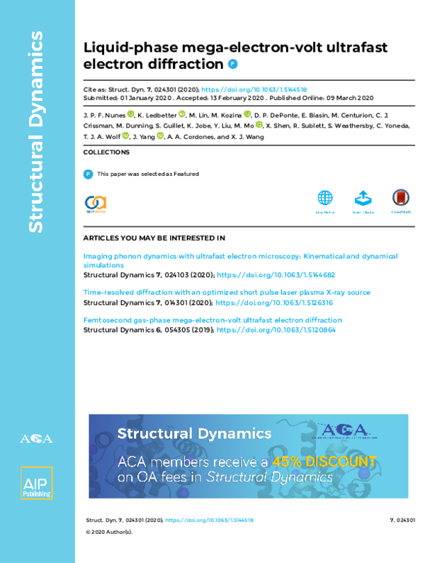 (PDF) Liquid-phase mega-electron-volt ultrafast electron diffraction