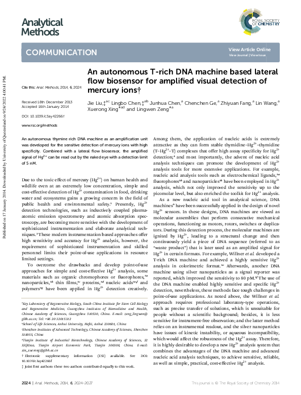 (PDF) An autonomous T-rich DNA machine based lateral flow biosensor for ...