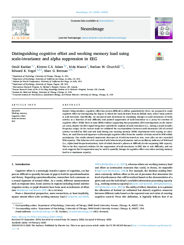 (PDF) Distinguishing cognitive effort and working memory load using scale-invariance and alpha ...