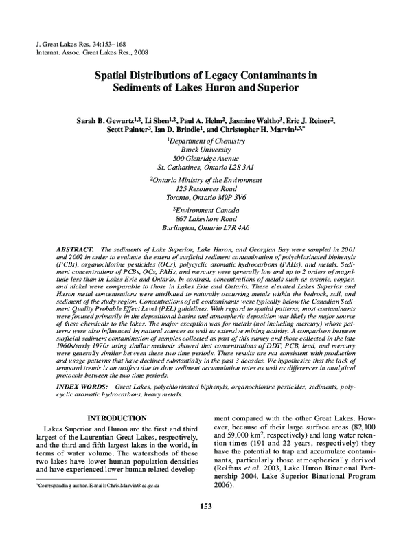 (PDF) Spatial Distributions of Legacy Contaminants in Sediments of ...