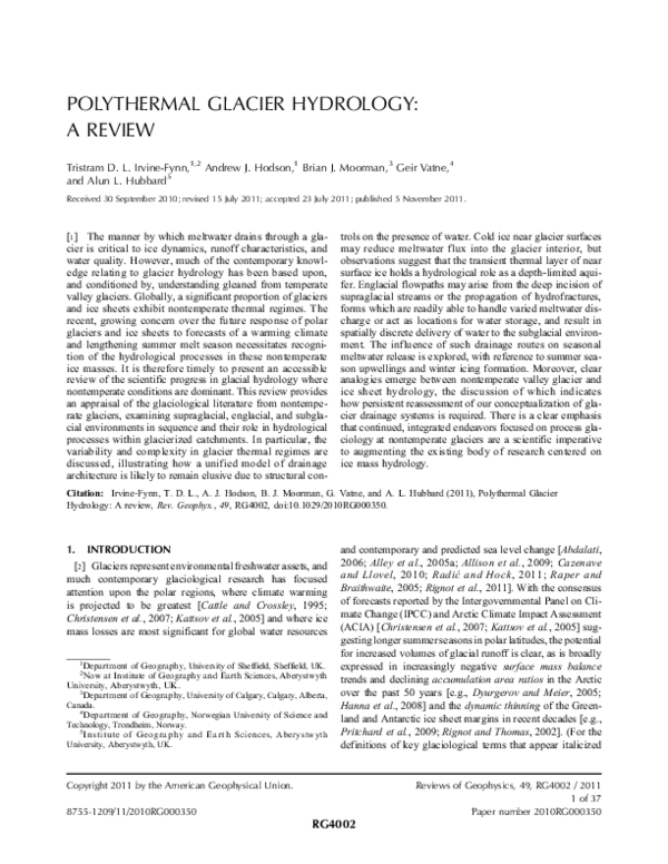 (PDF) 2011), Polythermal glacier hydrology: A review, Rev