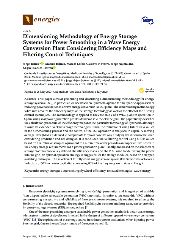 Dimensioning Methodology of Energy Storage Systems for Power Smoothing ...