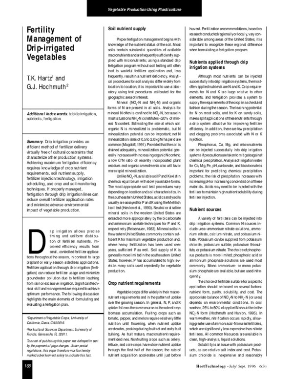 (PDF) Fertility Management of Drip-irrigated Vegetables