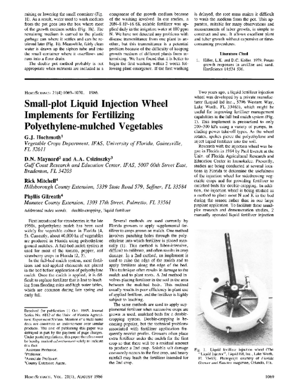 (PDF) Small-plot Liquid Injection Wheel Implements for Fertilizing ...