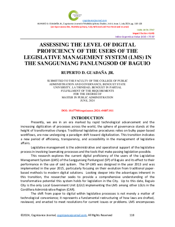 (PDF) ASSESSING THE LEVEL OF DIGITAL PROFICIENCY OF THE USERS OF THE ...