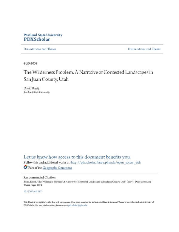 (PDF) The Wilderness Problem: A Narrative of Contested Landscapes in ...