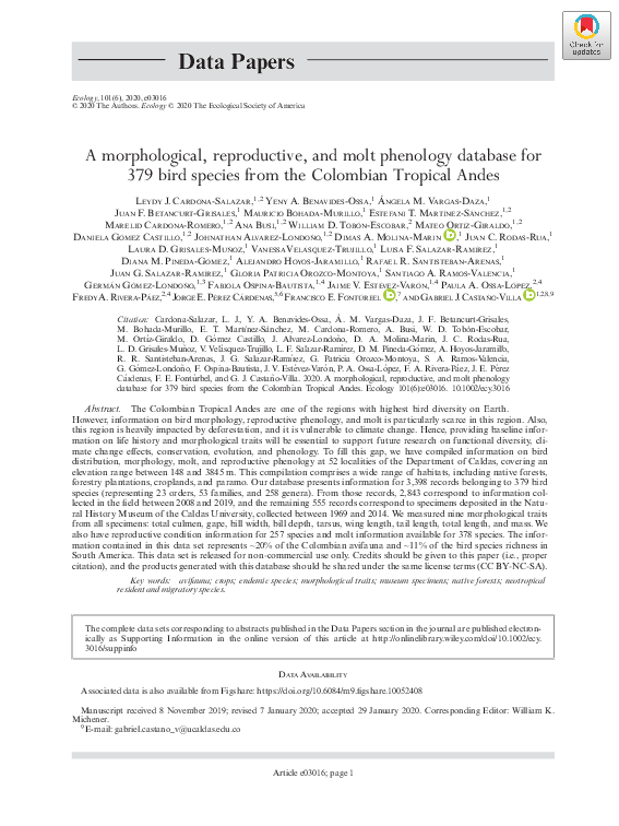 (PDF) A morphological, reproductive, and molt phenology database for 379 bird species from the ...
