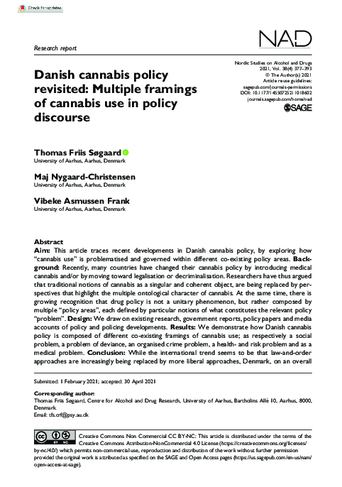 (PDF) Danish cannabis policy revisited: Multiple framings of cannabis ...