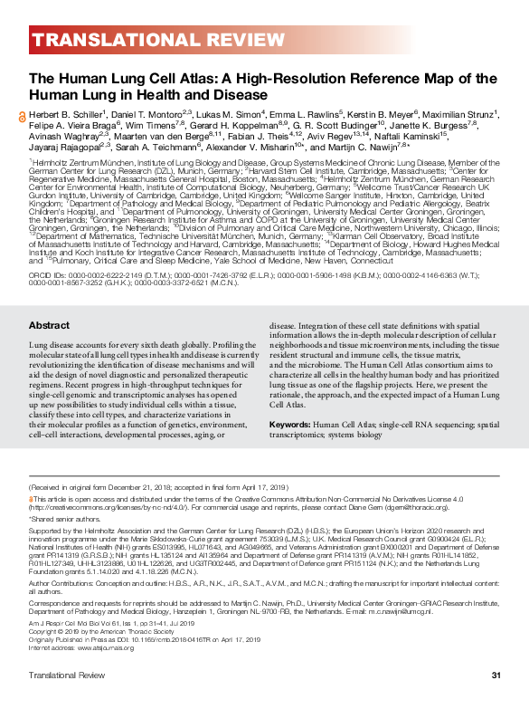 (PDF) The Human Lung Cell Atlas: A High-Resolution Reference Map of the ...