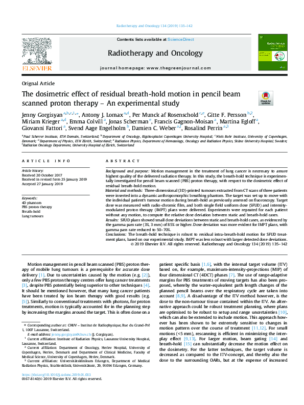 (PDF) The dosimetric effect of residual breath-hold motion in pencil ...
