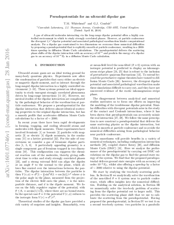 (PDF) Pseudopotentials for an ultracold dipolar gas