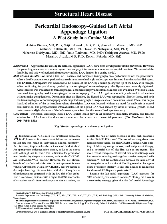 (PDF) Pericardial endoscopy-guided left atrial appendage ligation: a ...