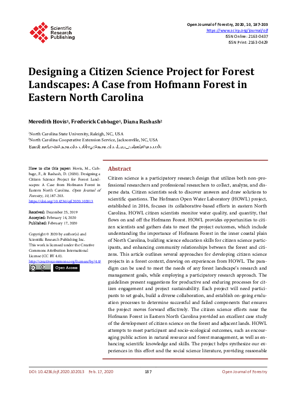 (PDF) Designing a Citizen Science Project for Forest Landscapes: A Case ...