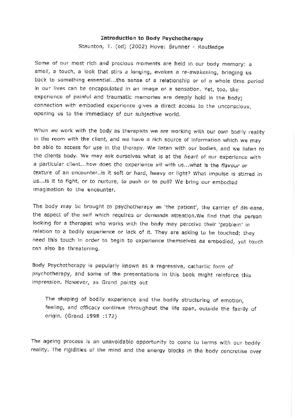 (PDF) Introduction to Body Psychotherapy