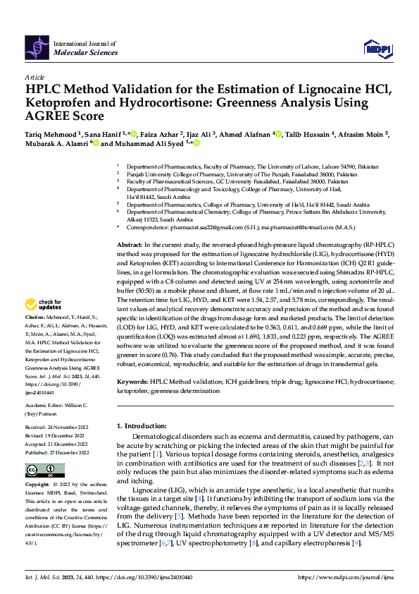 (PDF) HPLC Method Validation for the Estimation of Lignocaine HCl, Ketoprofen and Hydrocortisone ...