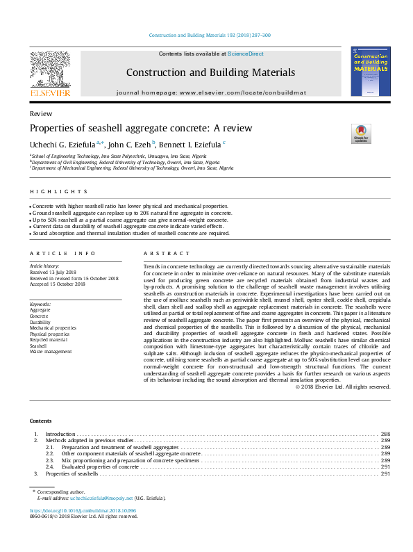 (PDF) Properties of seashell aggregate concrete: A review