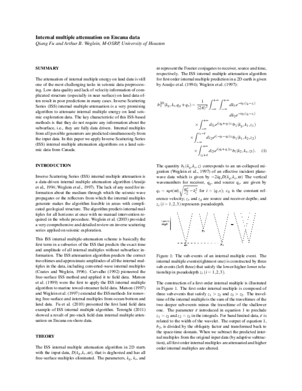 (PDF) Internal multiple attenuation on Encana data