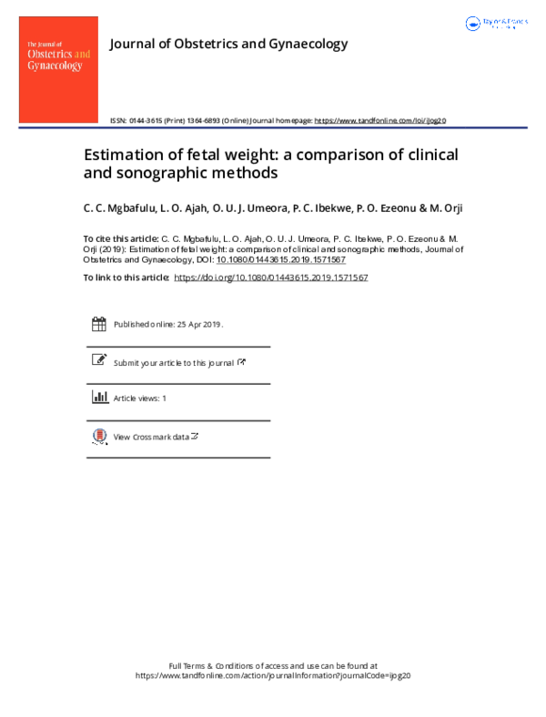 (PDF) Estimation of fetal weight: a comparison of clinical and sonographic methods
