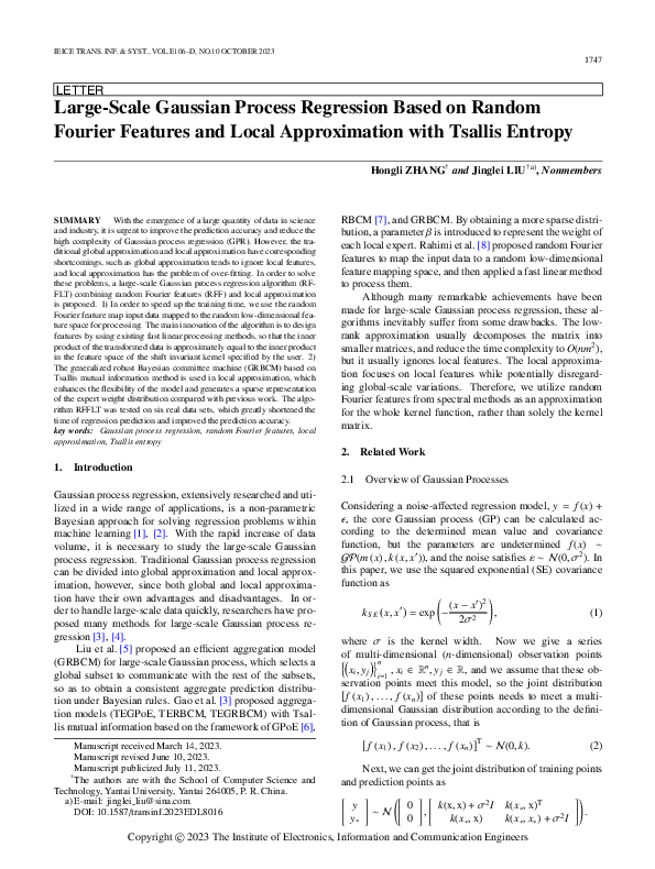 (PDF) Large-Scale Gaussian Process Regression Based on Random Fourier Features and Local ...
