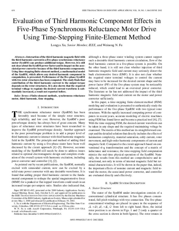 (PDF) Evaluation of third harmonic component effects in five-phase ...