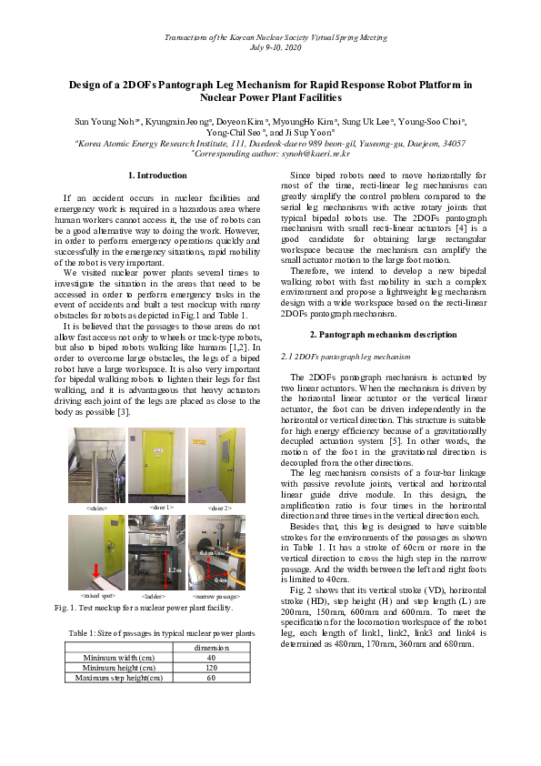 (PDF) Design of a 2DOFs Pantograph Leg Mechanism for Rapid Response ...