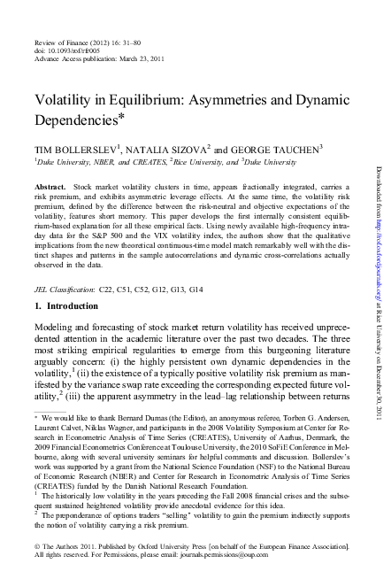 (PDF) Volatility in Equilibrium: Asymmetries and Dynamic Dependencies*
