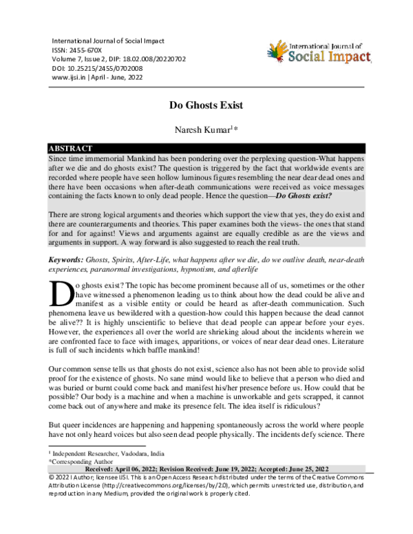 (PDF) Do Ghosts Exist