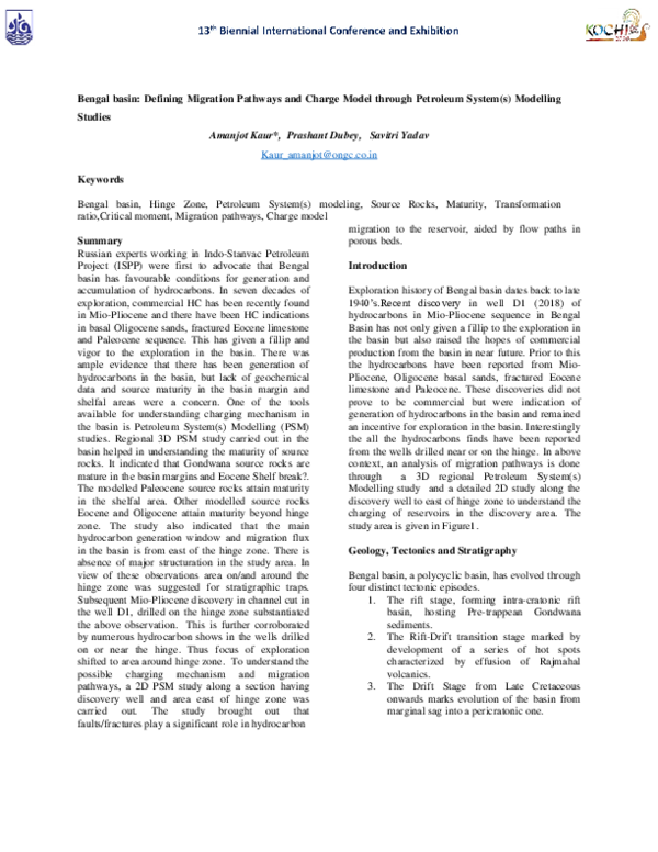 (PDF) Bengal basin: Defining Migration Pathways and Charge Model through Petroleum System(s ...