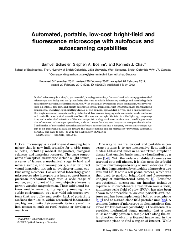 (PDF) Automated, portable, low-cost bright-field and fluorescence ...