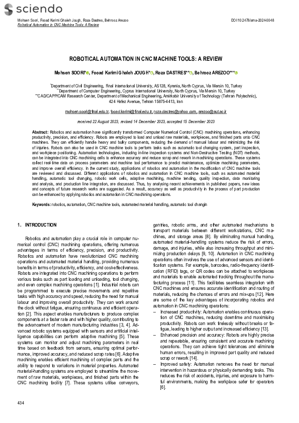 Pdf Robotical Automation In Cnc Machine Tools A Review
