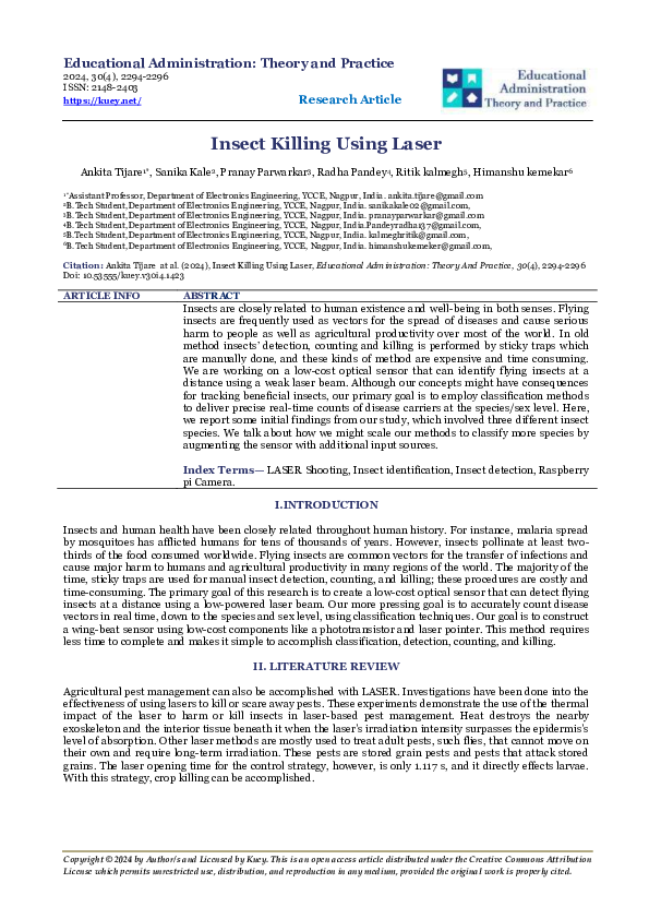 (PDF) Insect Killing Using LASER