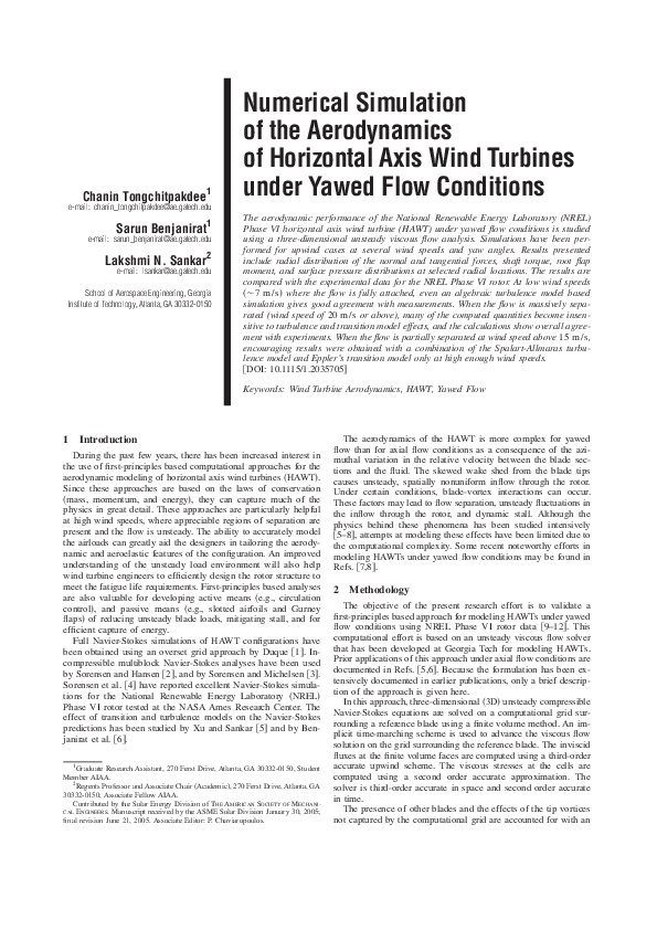 Pdf Numerical Simulation Of The Aerodynamics Of Horizontal Axis Wind