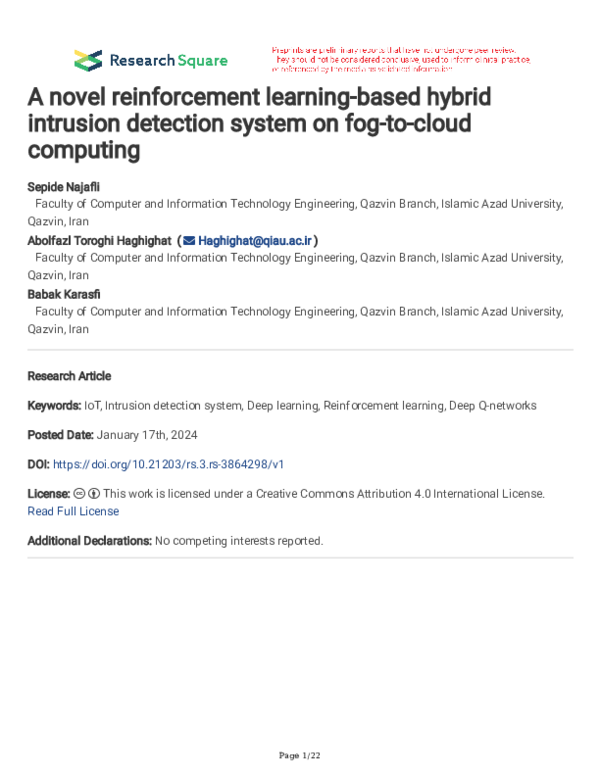 (PDF) A novel reinforcement learning-based hybrid intrusion detection ...