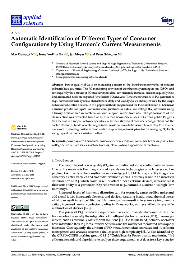 (PDF) Automatic Identification of Different Types of Consumer Configurations by Using Harmonic ...