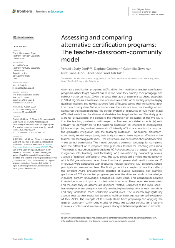 (PDF) Assessing and comparing alternative certification programs: The ...