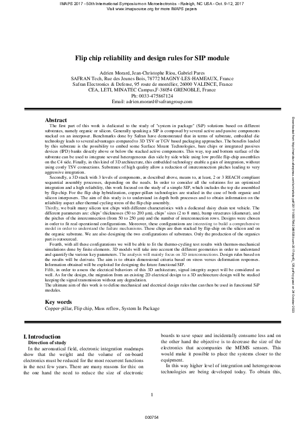 (PDF) Flip chip reliability and design rules for SIP module