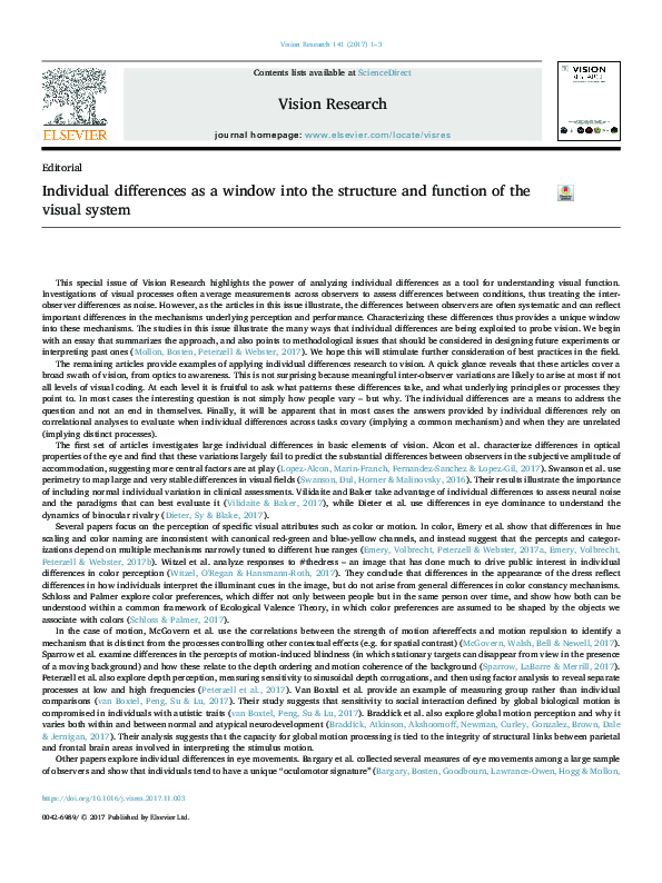 (PDF) Individual differences as a window into the structure and ...