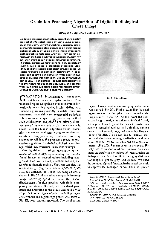 (PDF) Gradation processing algorithm of digital radiological chest image