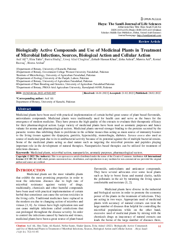 (PDF) Biologically Active Compounds and Use of Medicinal Plants in ...