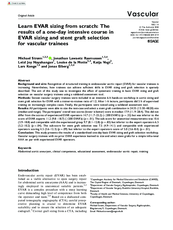 (PDF) Learn EVAR sizing from scratch: The results of a one-day ...