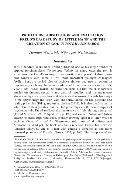 (PDF) Projection, Substitution and Exaltation: Freud's Case Study of ...