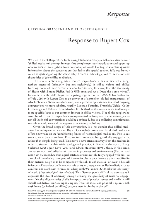 (PDF) Response to Rupert Cox
