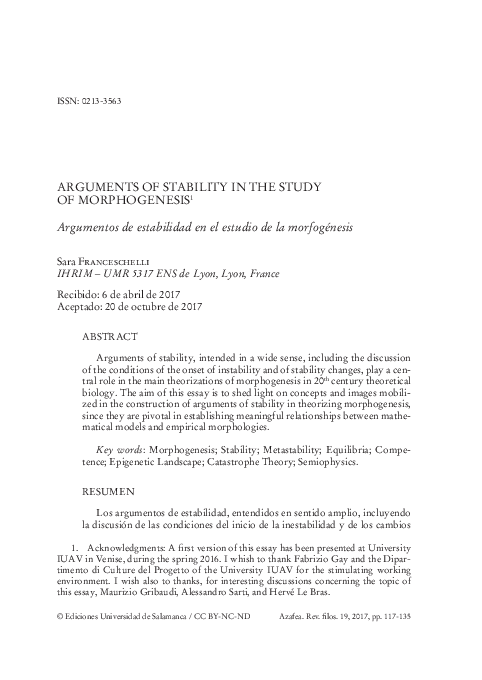 (PDF) Stability in 20th Century Morphogenesis Theory