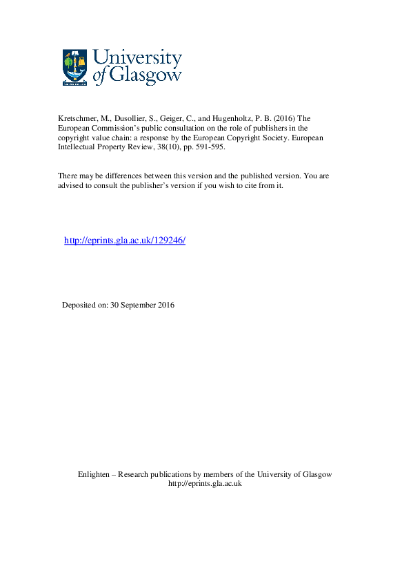 (PDF) The European Commission's public consultation on the role of ...