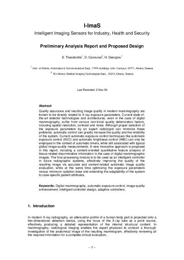 (PDF) I-ImaS (WP3): Preliminary Analysis Report and Proposed Design