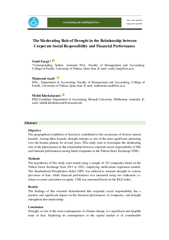 (PDF) The Moderating Role of Drought in the Relationship between Corporate Social Responsibility ...