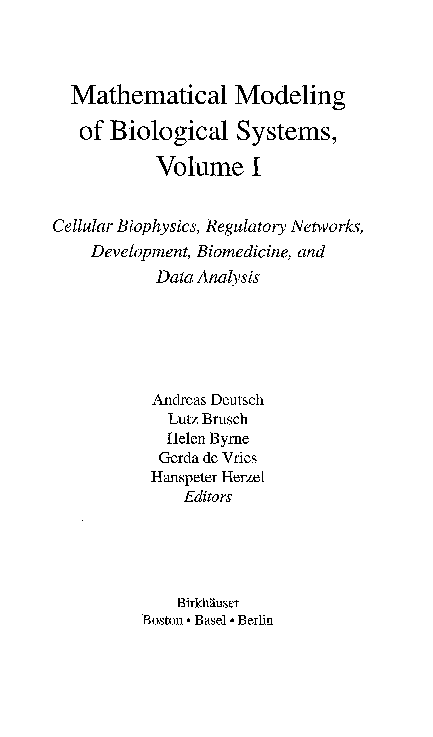 (PDF) Mathematical Modeling of Biological Systems, Volume II