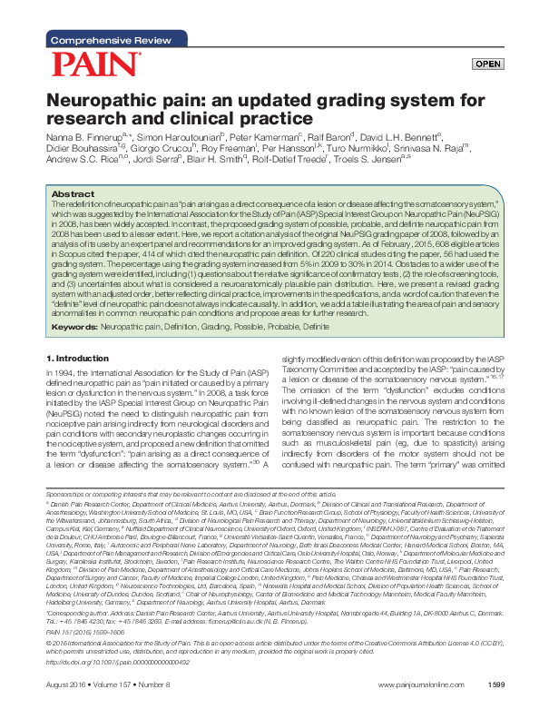 (PDF) Neuropathic pain: an updated grading system for research and ...